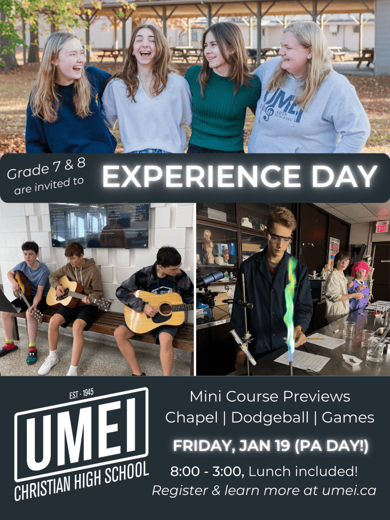 Grade 7&8 Experience Day - UMEI Christian High School